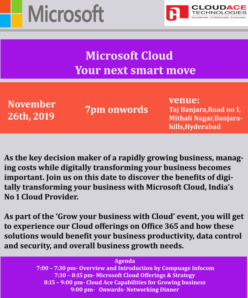 Microsoft Cloud-Event - It Infra Solutions - Cloudace Technologies Pvt Ltd